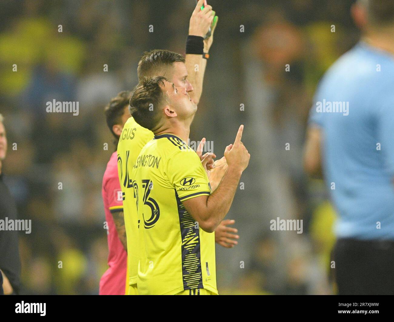17. Juni 2023: Nashville SC-Verteidiger Taylor Washington (23) zeigt in ...