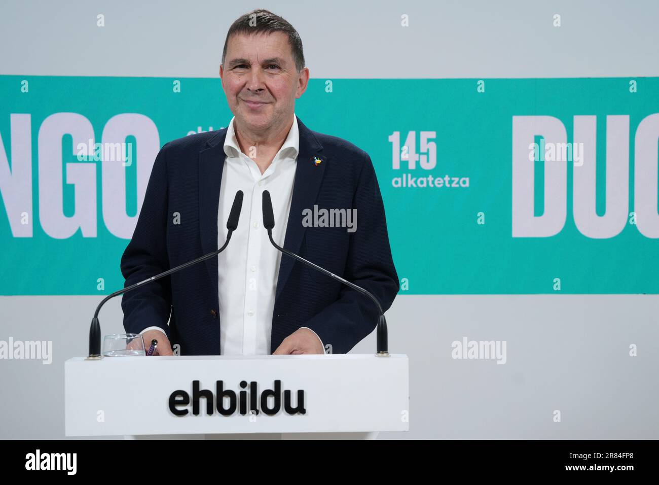 The general coordinator of EH Bildu, Arnaldo Otegui, during a press ...