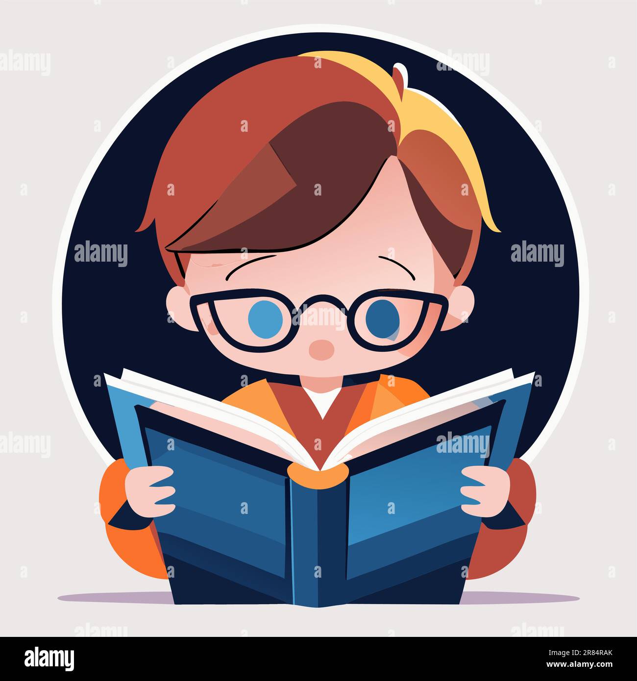 Junge ein Buch lesen Cartoon Illustration Stock-Vektorgrafik - Alamy