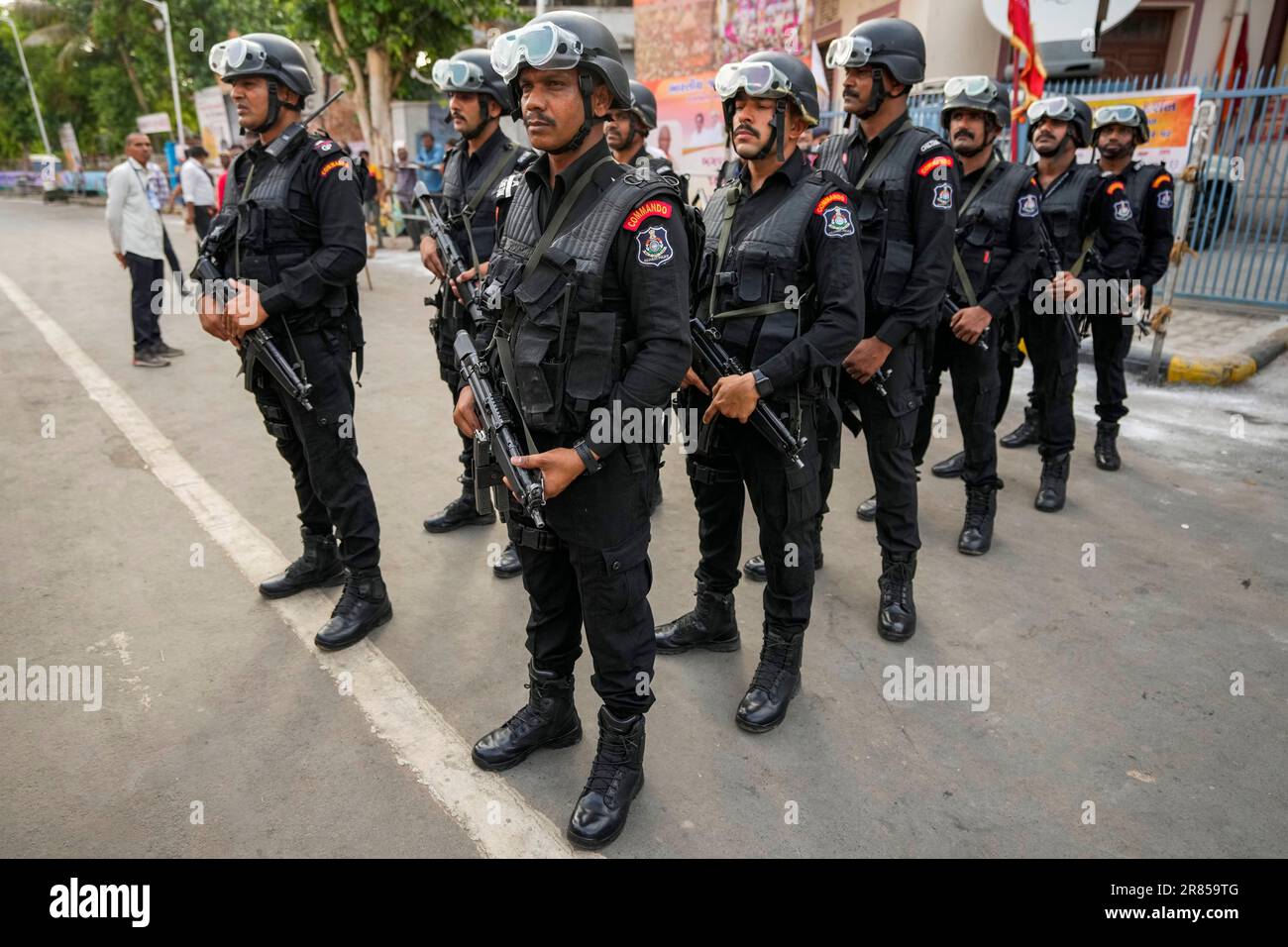 Chetak Commandos of Gujarat police stand guard outside Lord Jagannath ...