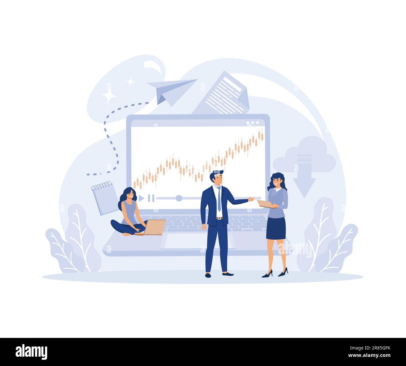 Online Schüler Bildung, Learning Men around Big Laptop with Graphs ...