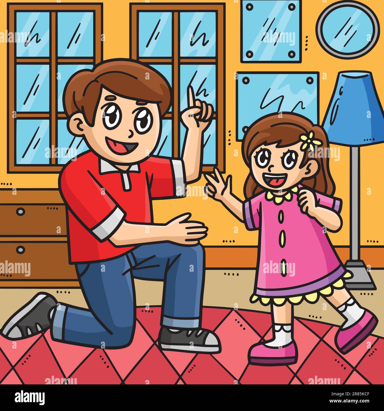 Papa tochter cartoon -Fotos und -Bildmaterial in hoher Auflösung – Alamy