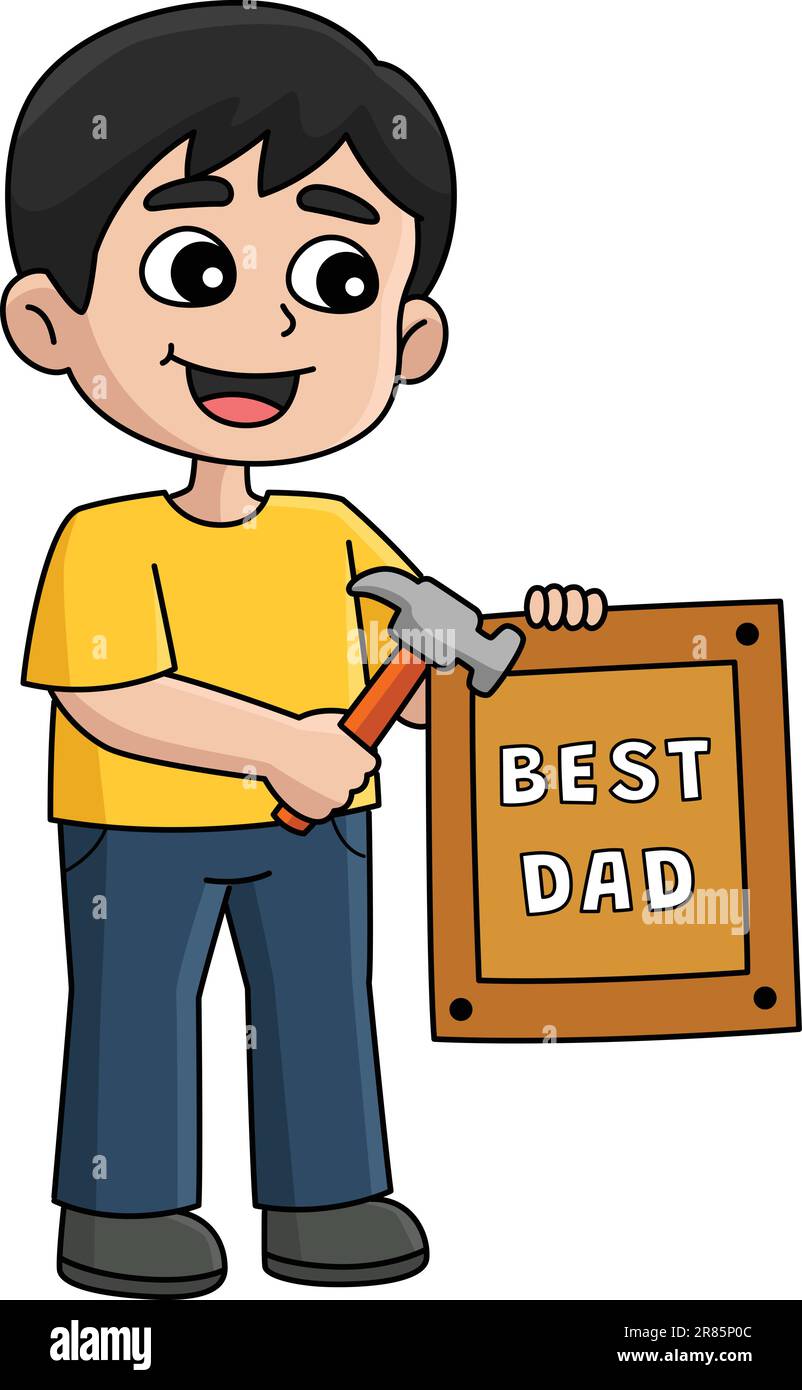 Die Beste Dad Cartoon-Illustration Mit Farbigem Clipart Stock ...