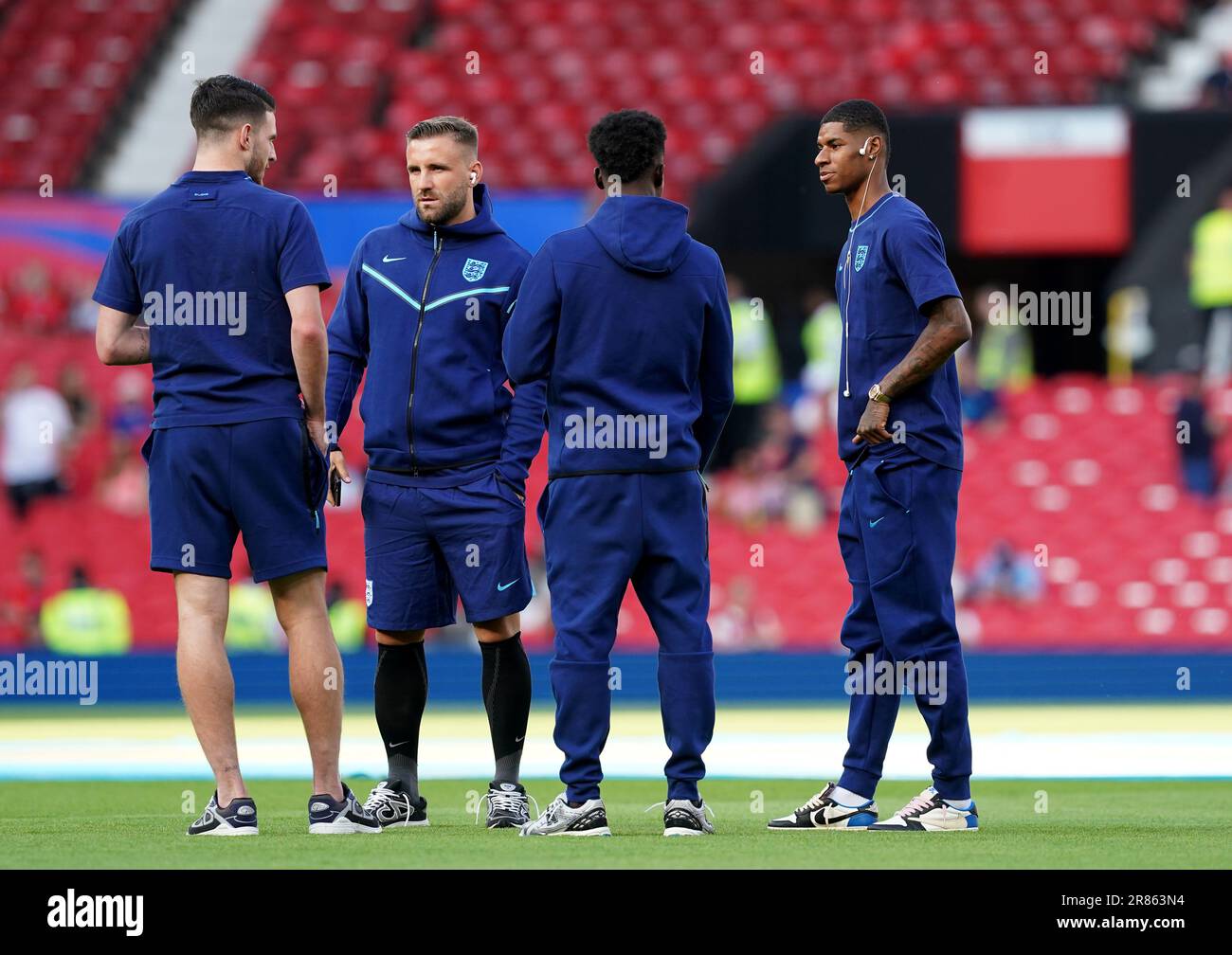 Von links nach rechts: Declan Rice, Luke Shaw, Bukayo Saka und Marcus ...