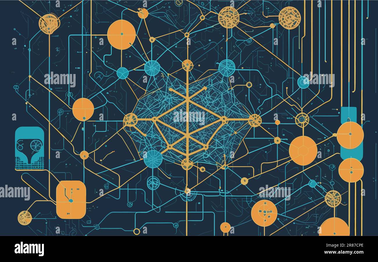 Illustration, die die inneren Abläufe von KI-Algorithmen und ...