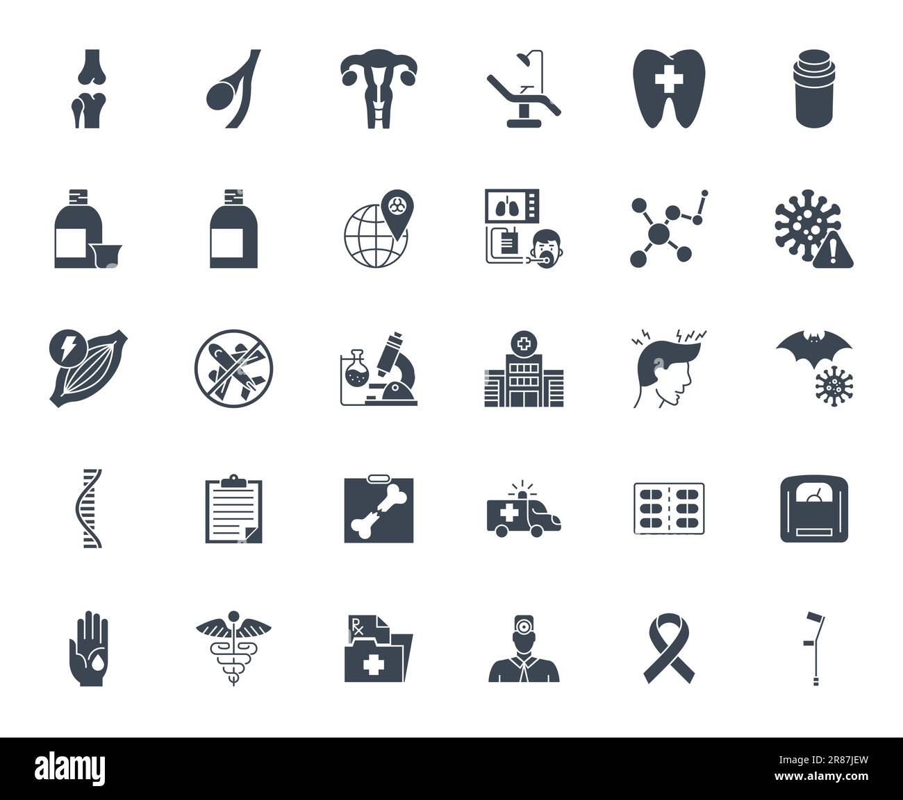 Medizinische Vektorsymbole Gesetzt. Glyphensymbole, Zeichen und Symbole ...