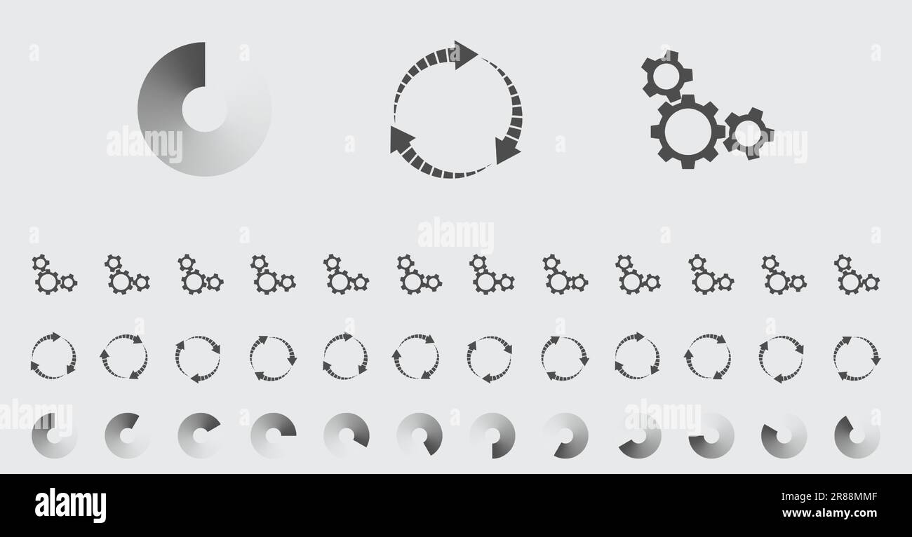 Circular Loading Buffering Icons Vector Set Video Ready for Animation GIF Alle Keyframes Bufring ...