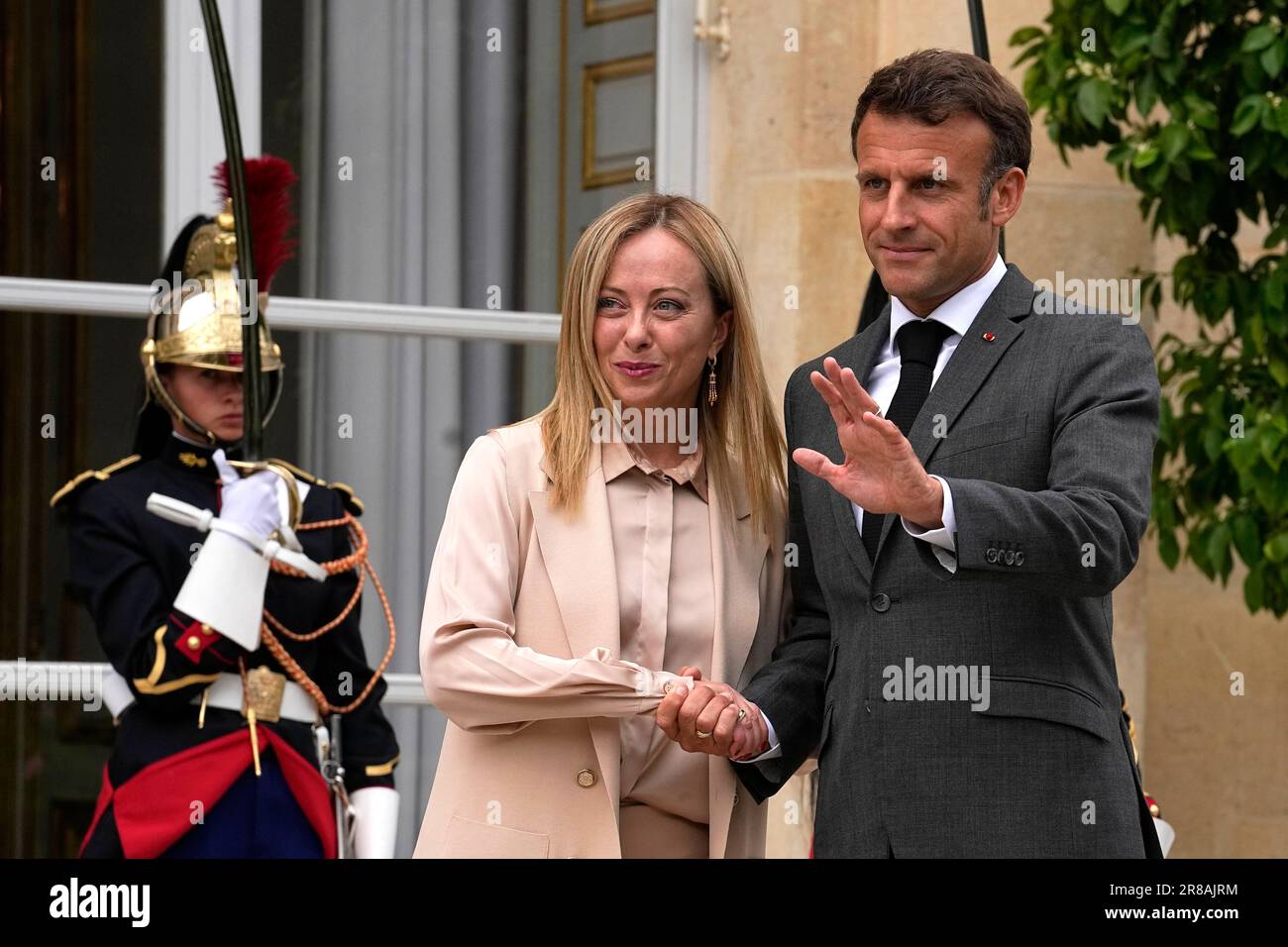 French President Emmanuel Macron welcomes Italian Premier Giorgia ...