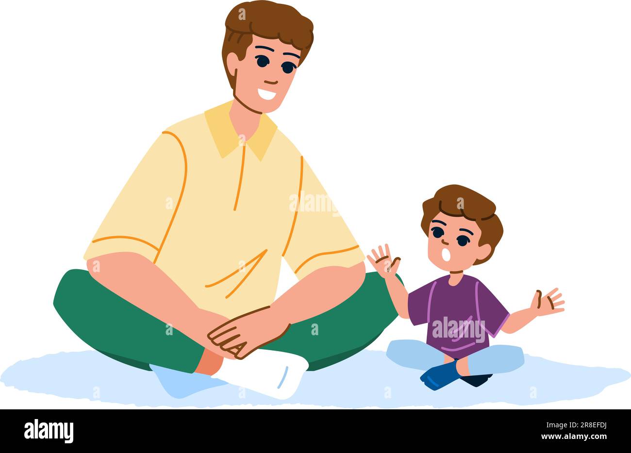 Sprechender Vater-Vektor. Sohn Familie, Elternkind, Vater Mann, jung ...