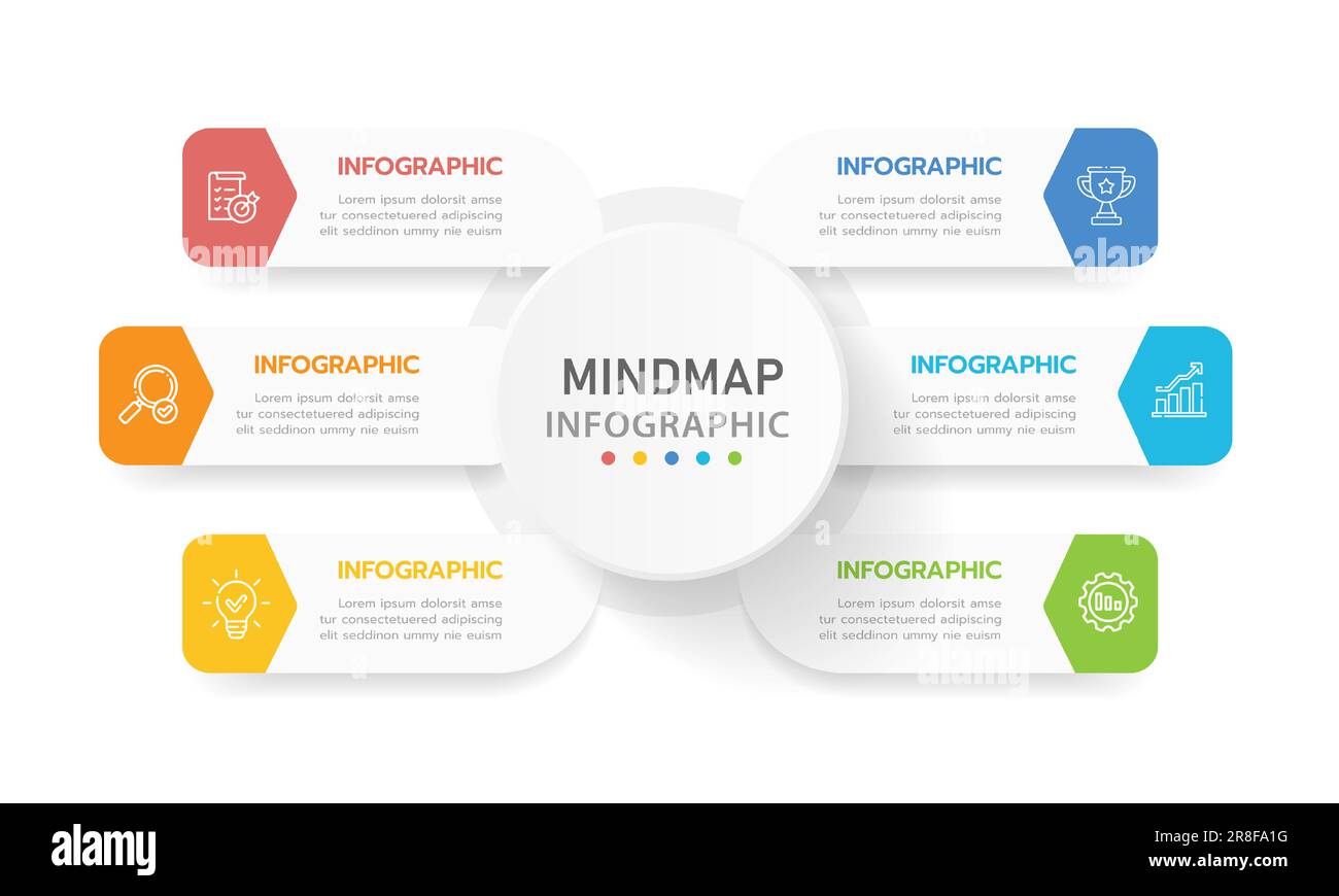 Infografik-Vorlage für Unternehmen. 6 Schritte modernes Mindmap ... Infografik-Vorlage für Unternehmen. 6 Schritte modernes Mindmap ...