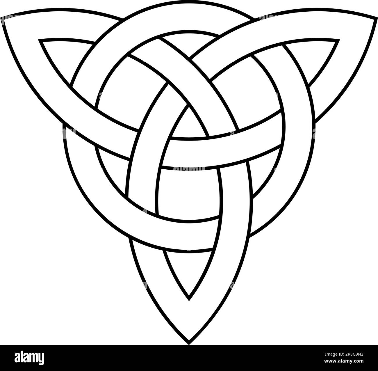 Dreifaltigkeitsknoten in schwarzer Kontur. Keltisches Symbol, auch bekannt als Triquetra. Die ...