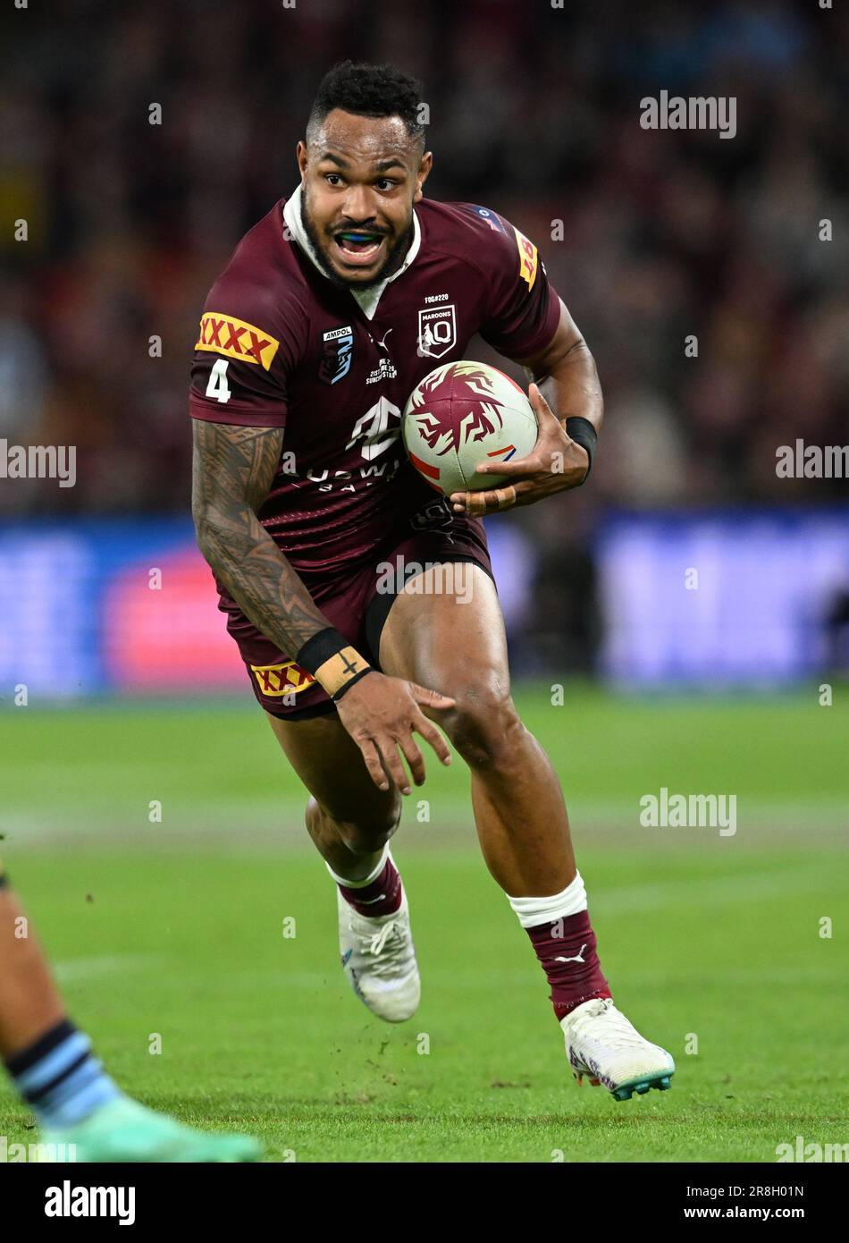 Brisbane, Australien. 21. Juni 2023. Hamiso Tabuai-Fidow of the Maroons ...