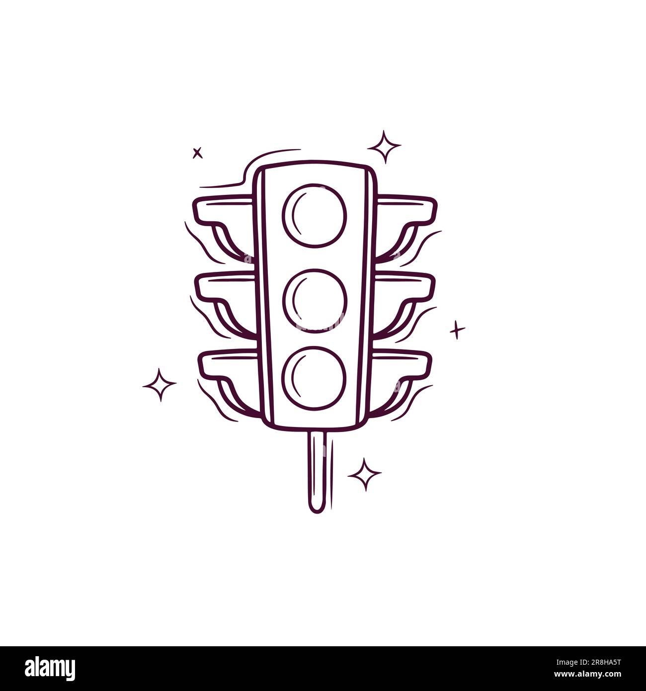 Von Hand Gezogene Ampel. Doodle Vector Sketch-Illustration Stock ...