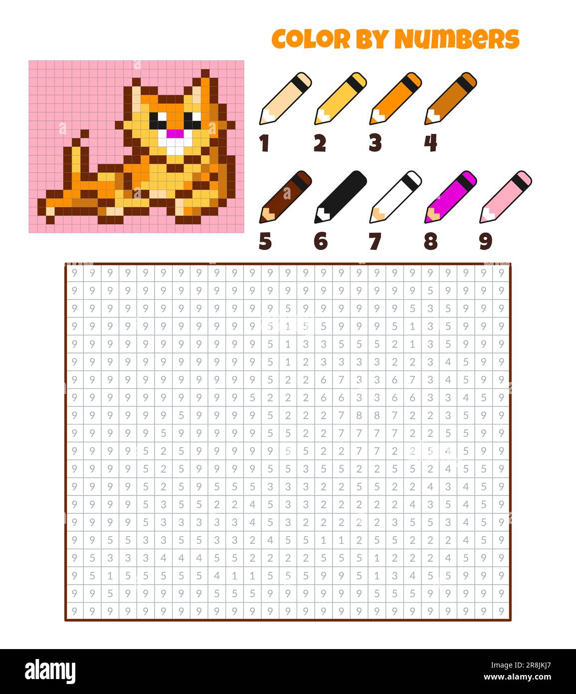 Farbe nach Zahlen. Malbuch für Kinder.Pixel Art Stock-Vektorgrafik - Alamy Farbe nach Zahlen. Malbuch für Kinder.Pixel Art Stock-Vektorgrafik - Alamy