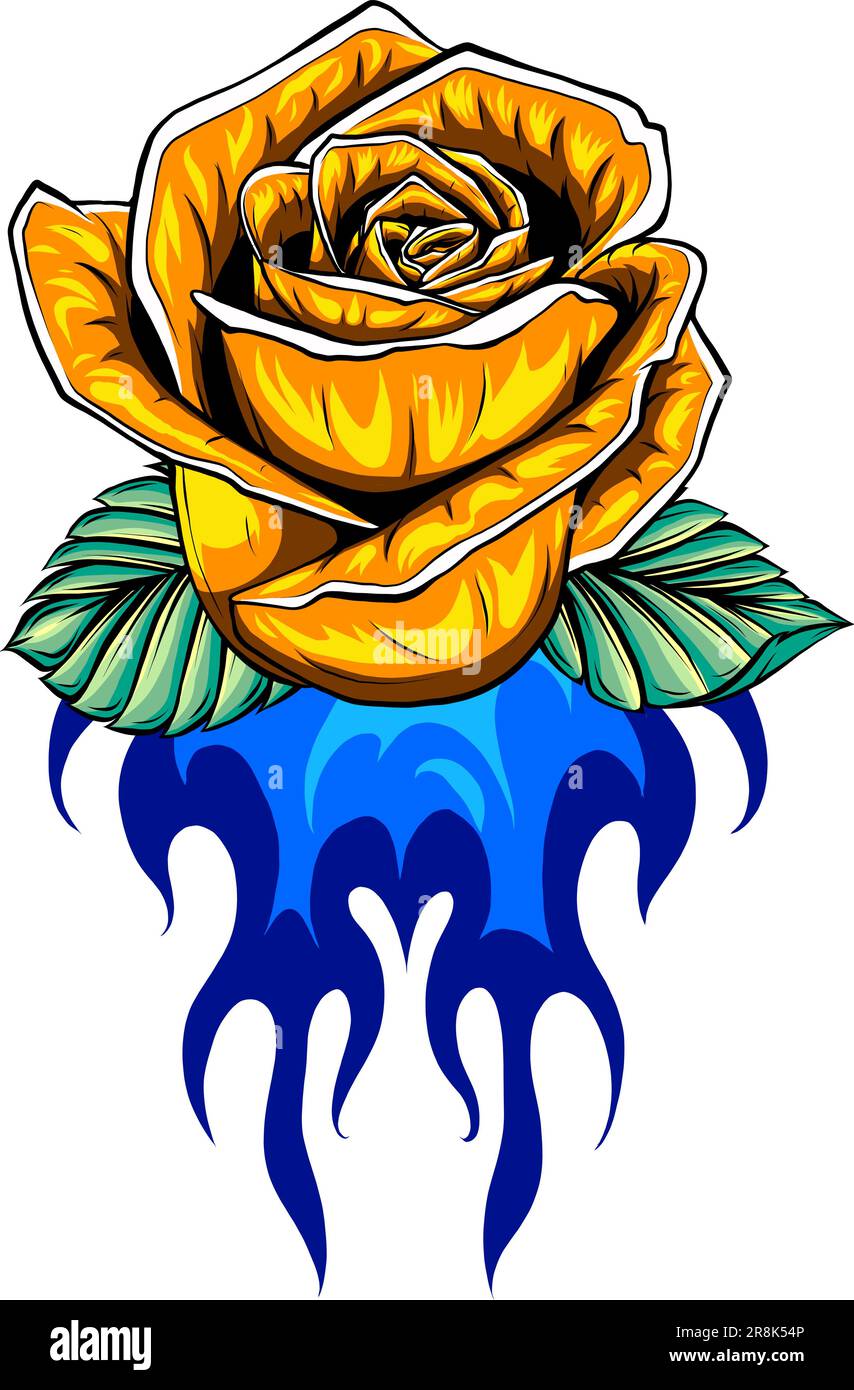 Rose In Flames Tattoo-Symbol Isolierte Vektordarstellung Stock ...