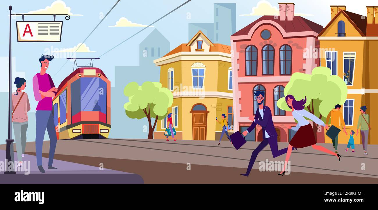 Haltestelle straßenbahn Stock-Vektorgrafiken kaufen - Alamy