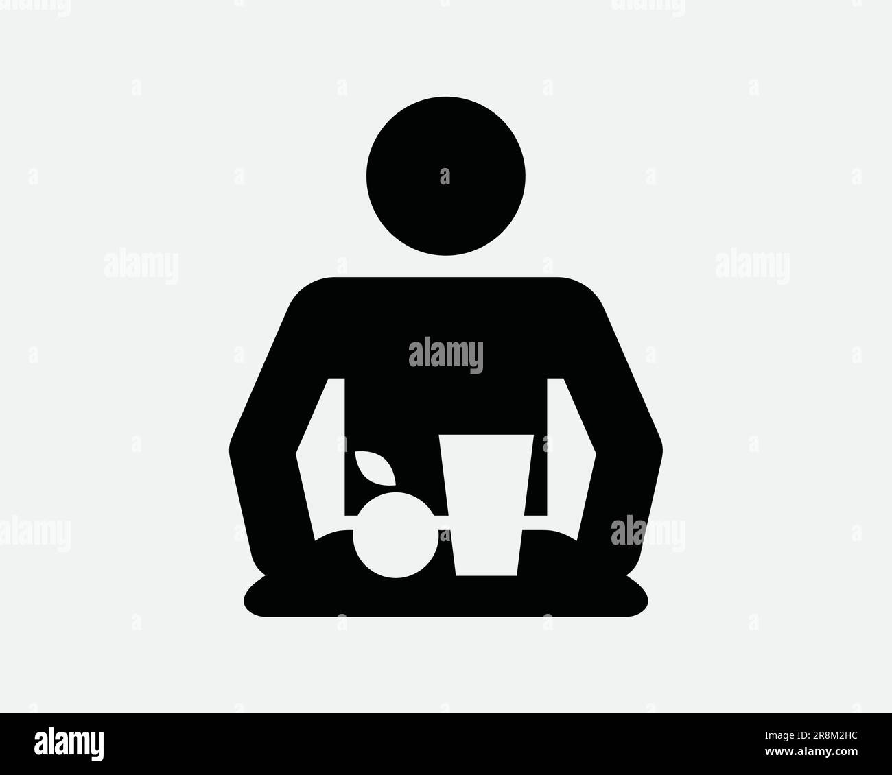 Mann Mit Food Tray-Symbol. Cafeteria Cafe Eatery Lunch Catering Service ...