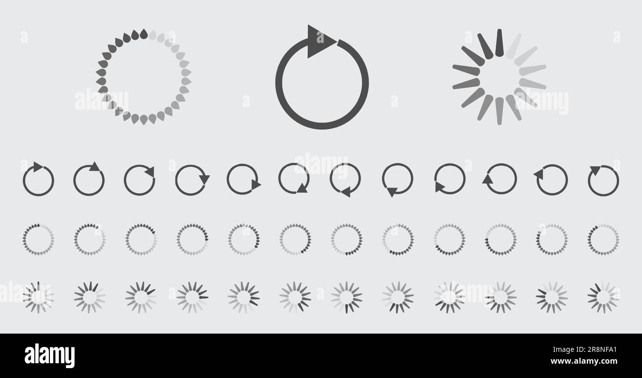 Circular Loading Buffering Icons Vector Set Video Ready for Animation GIF Alle Keyframes Bufring ...