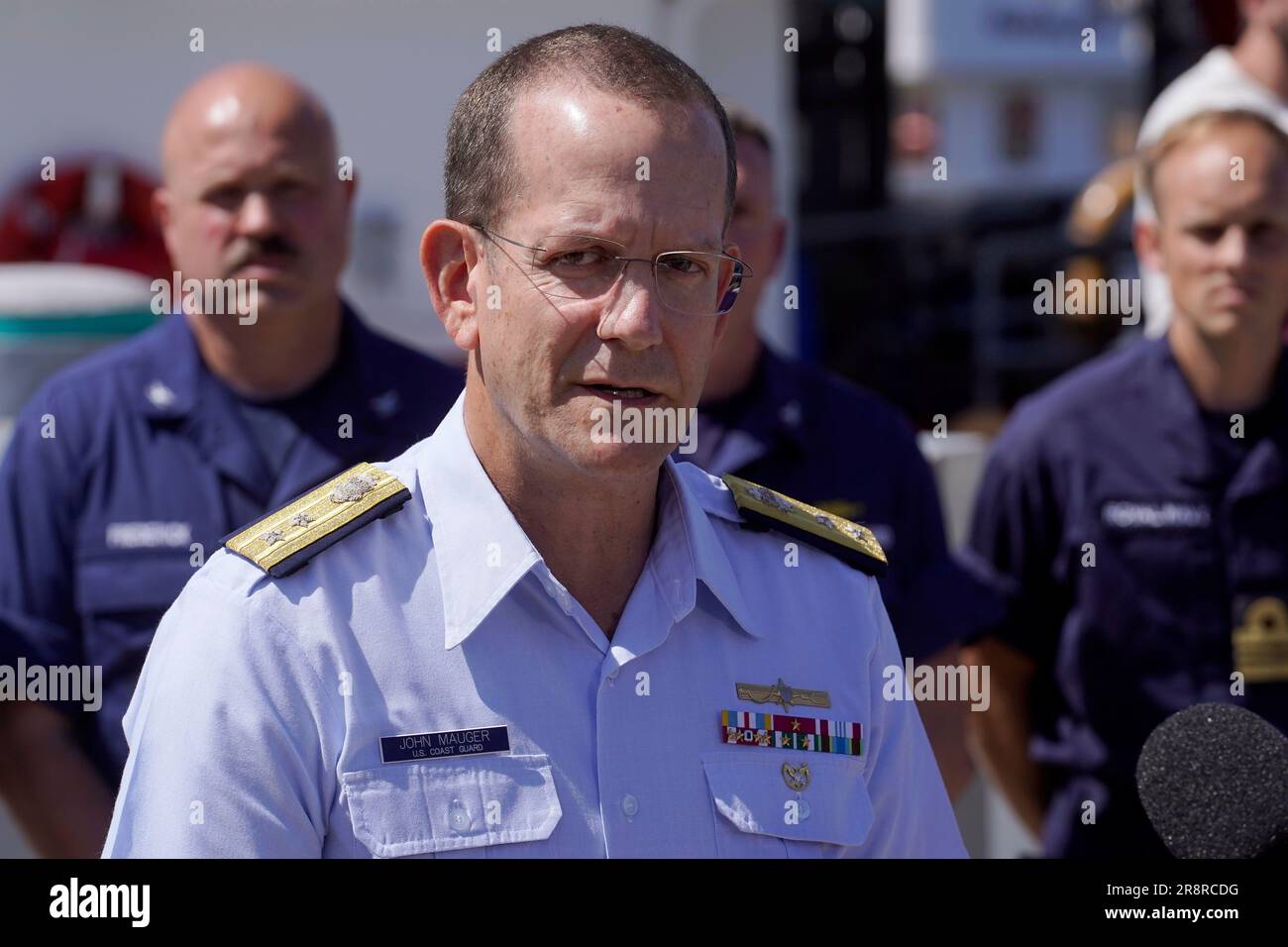 U.S. Coast Guard Rear Adm. John Mauger, commander of the First Coast ...