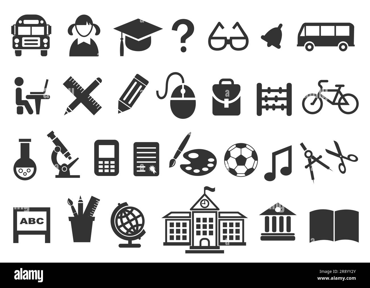 Schule icon Schwarzweiß-Stockfotos und -bilder - Alamy