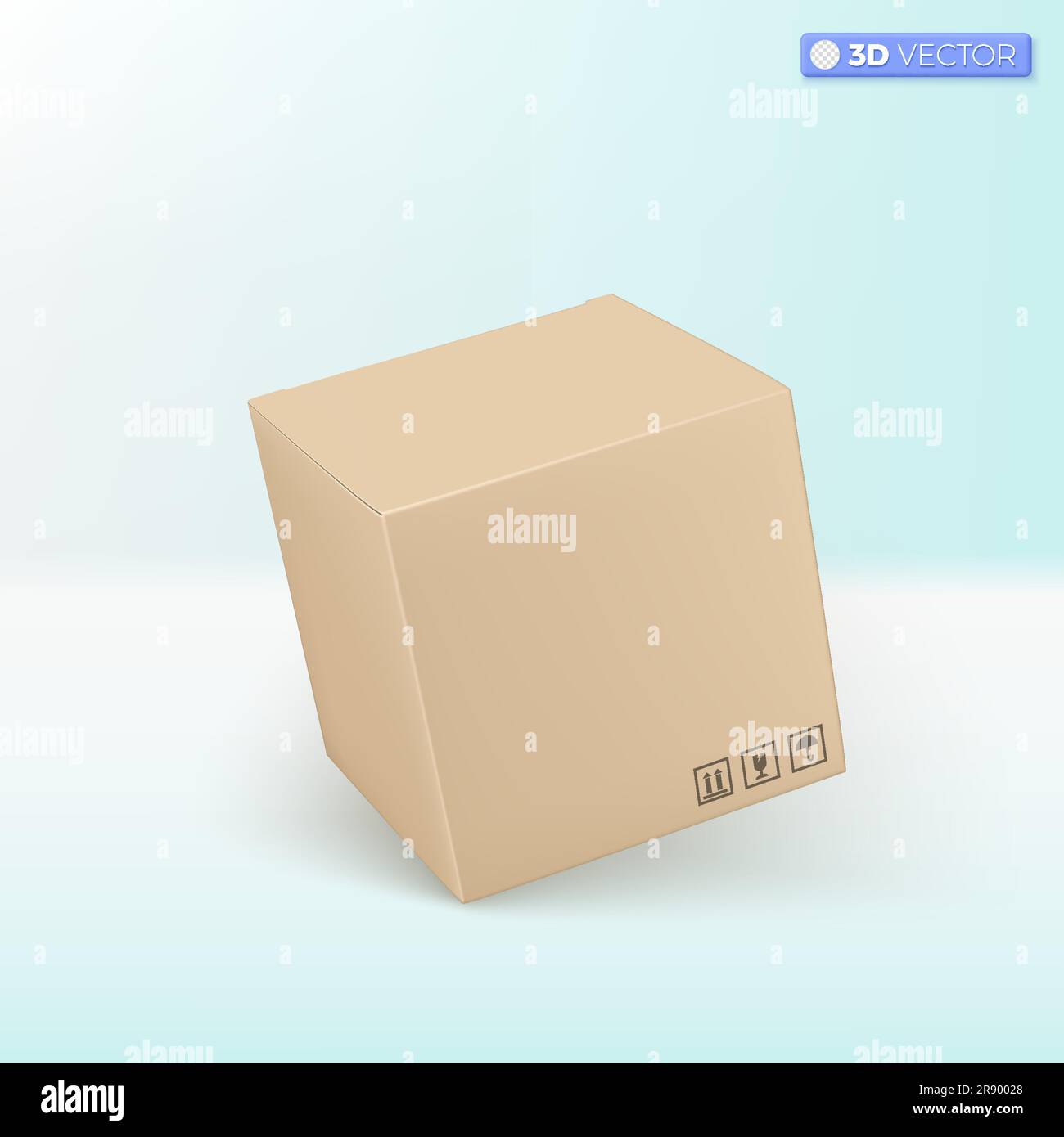 Realistische Kartons Symbol Symbole. Blank White Cube Produkt ...