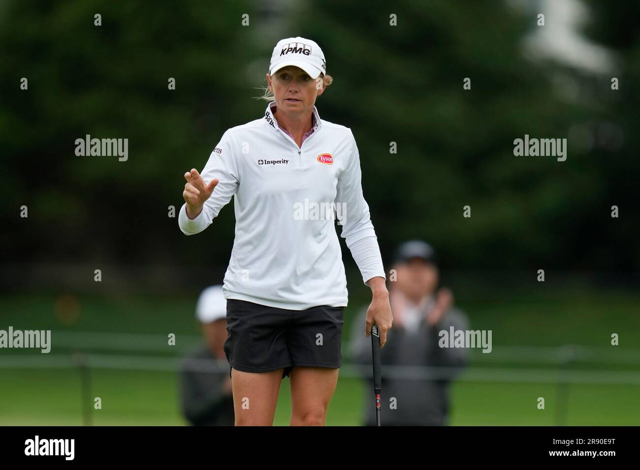 Stacy Lewis after putting in on the third hole during the second round ...