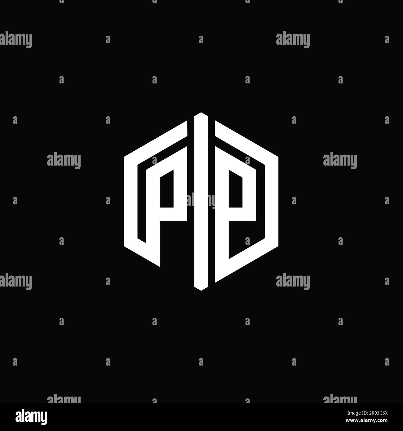 PP Letter Logo Monogramm sechseckig mit Connect Umriss-Designvorlage ...