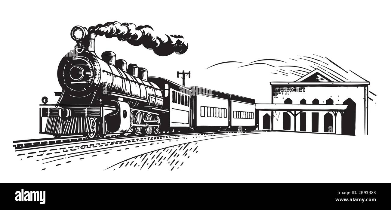 Vintage bahnhof im alten stil Stock-Vektorgrafiken kaufen - Alamy