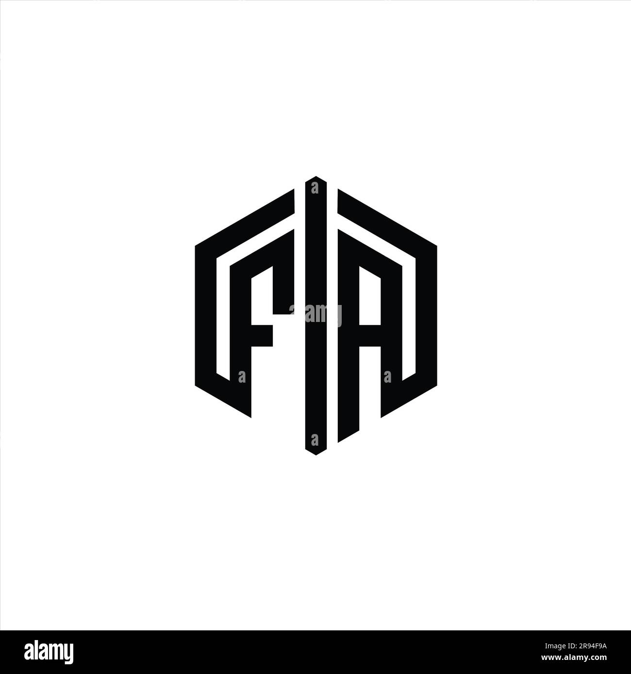 FA Letter Logo Monogramm sechseckig mit Connect Umriss Designvorlage ...