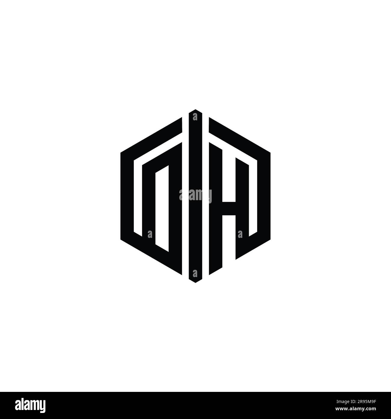 Dh Letter Logo Monogramm sechseckig mit Connect Umriss Designvorlage ...