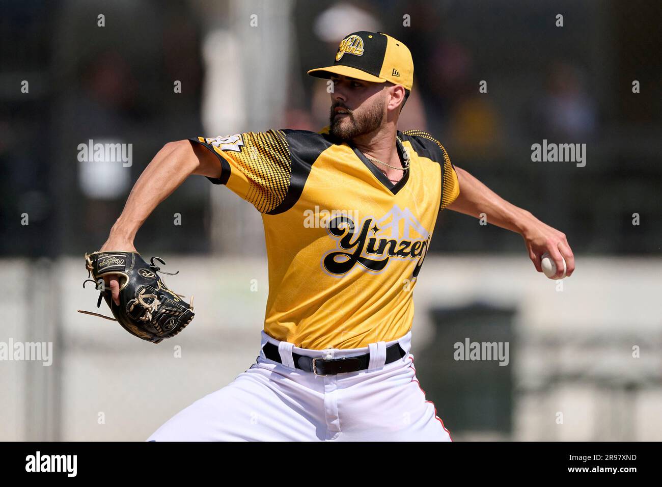 Allegheny Yinzers pitcher Tyler Samaniego (13) during an MiLB Eastern ...