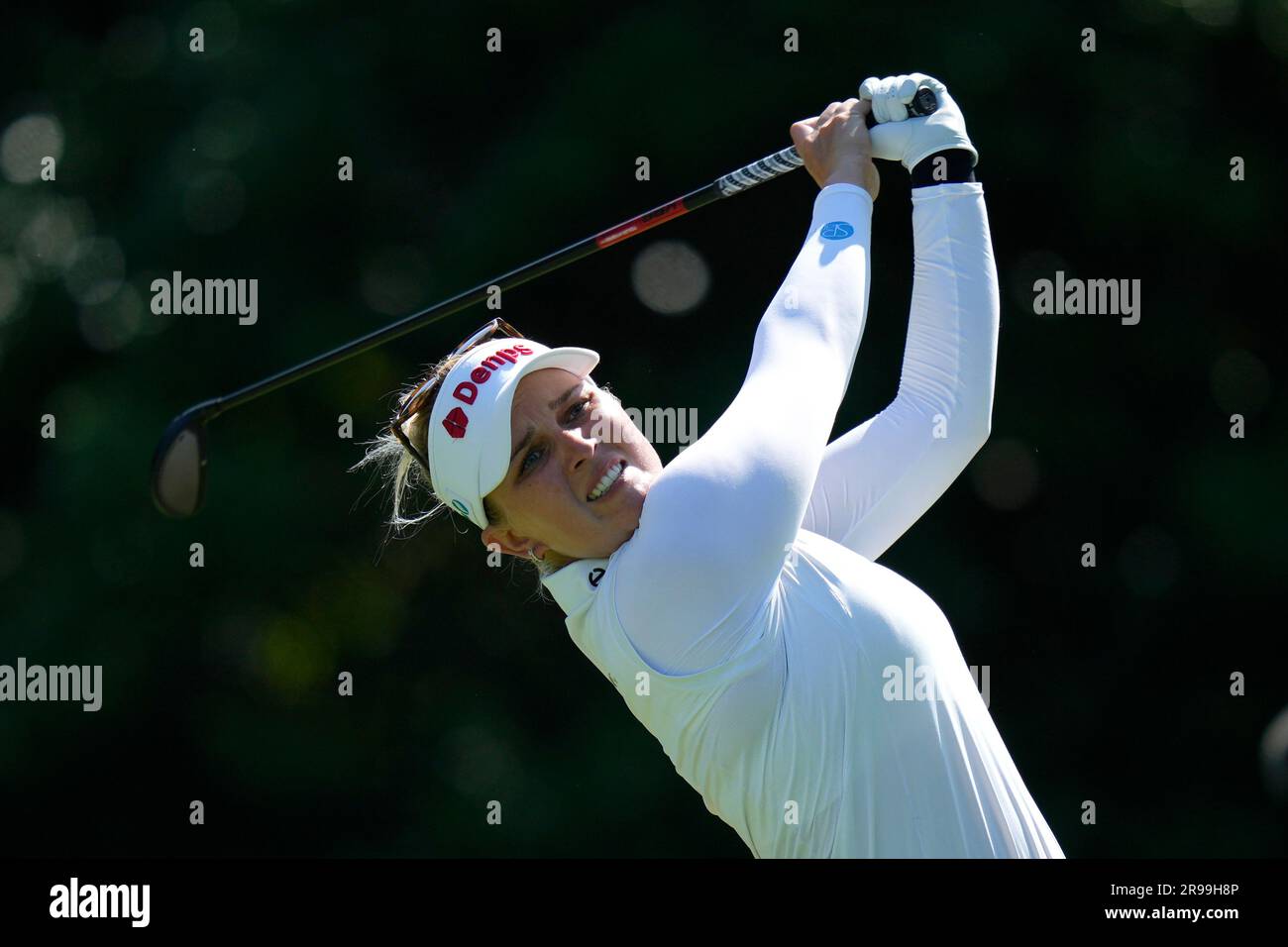 Nanna Koerstz Madsen, of Denmark, tees off on the second hole during ...