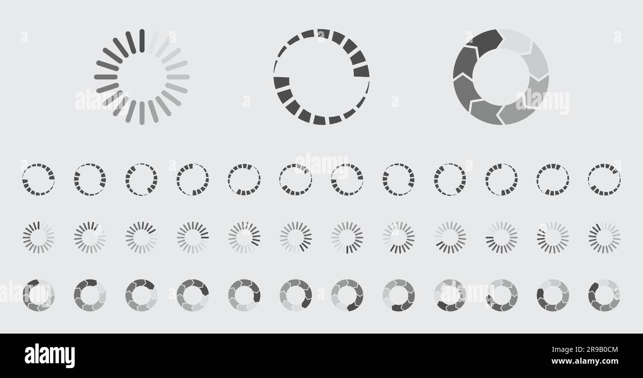 Circular Loading Buffering Icons Vector Set Video Ready for Animation ...