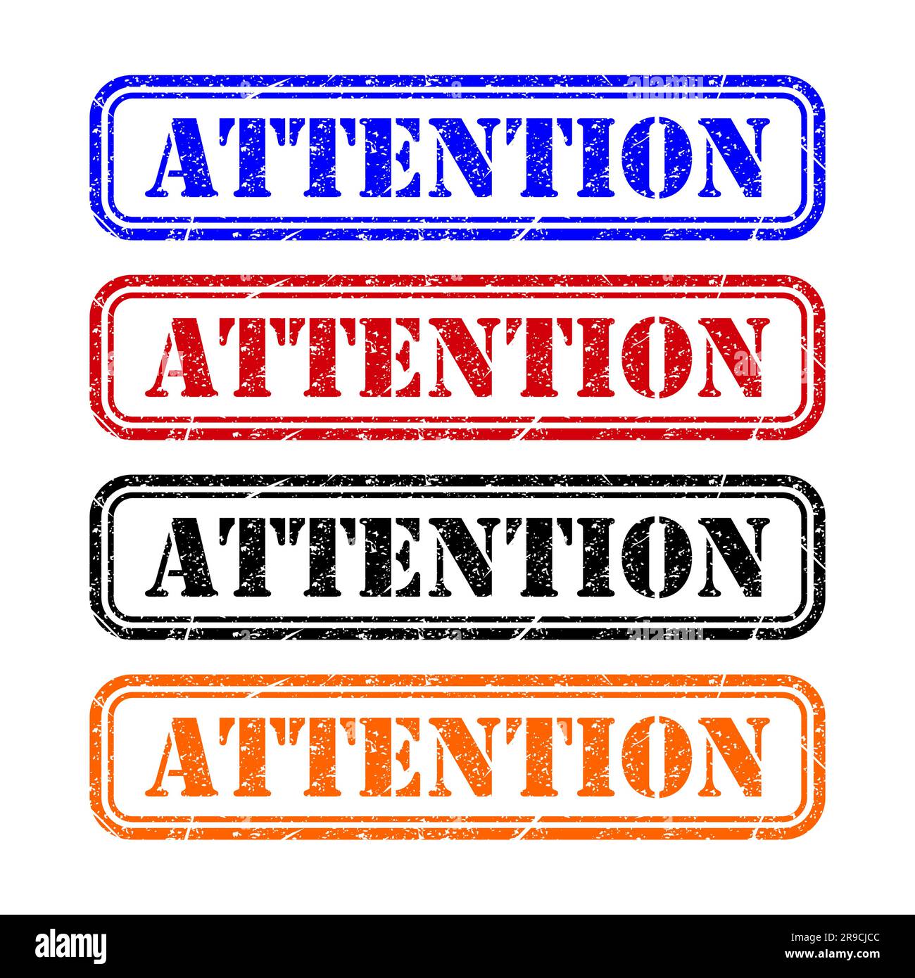 Satz Achtung Stempel Symbol, Aufkleber Schild Taste, Text Banner Vektor ...