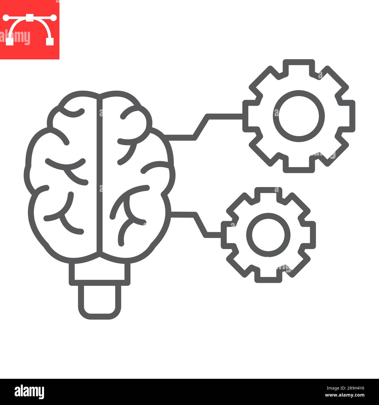 Maschinelles Lernen Liniensymbol, Technologie und künstliche ...