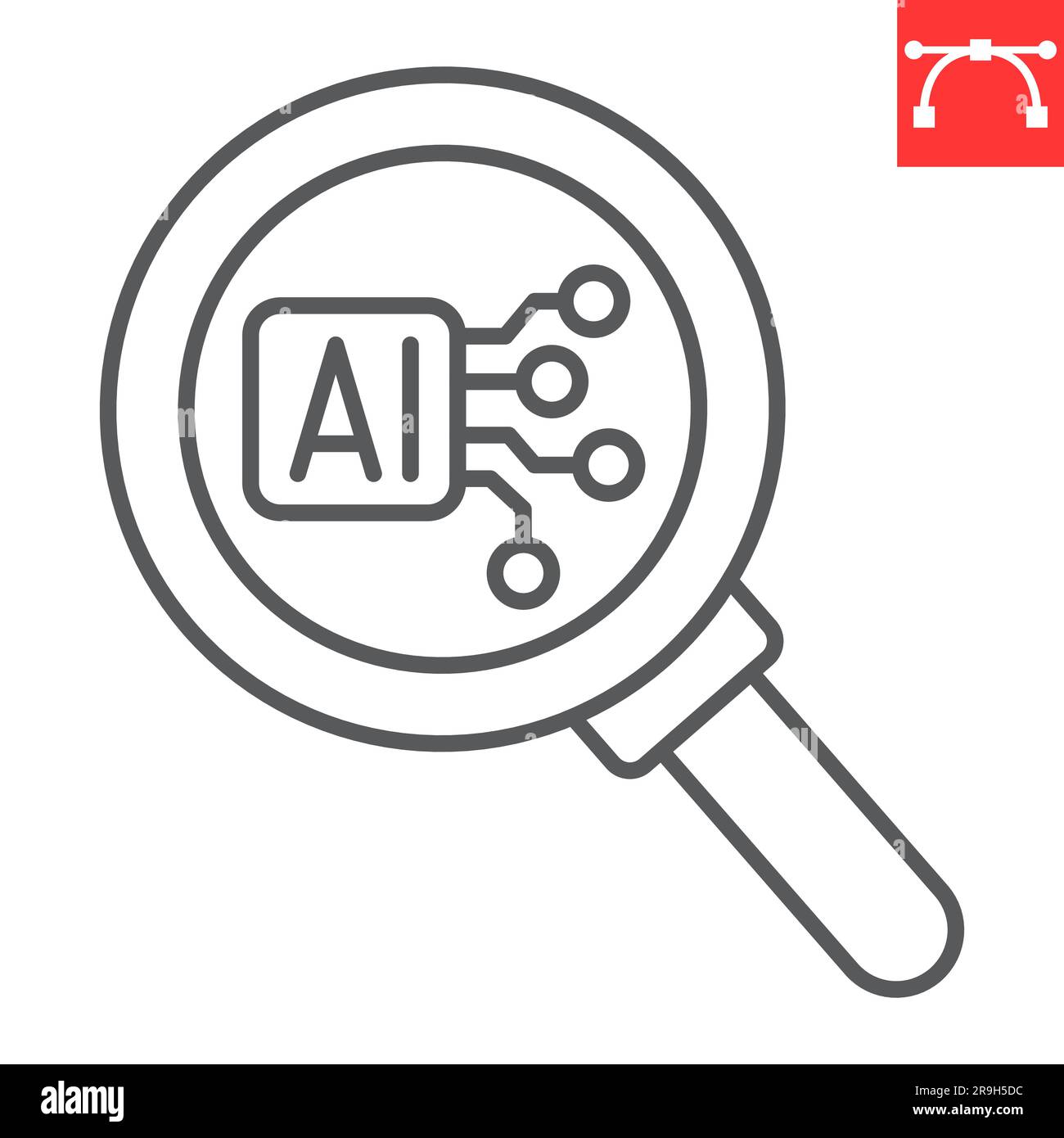 KI-Analyse Liniensymbol, Technologie und künstliche Intelligenz ...