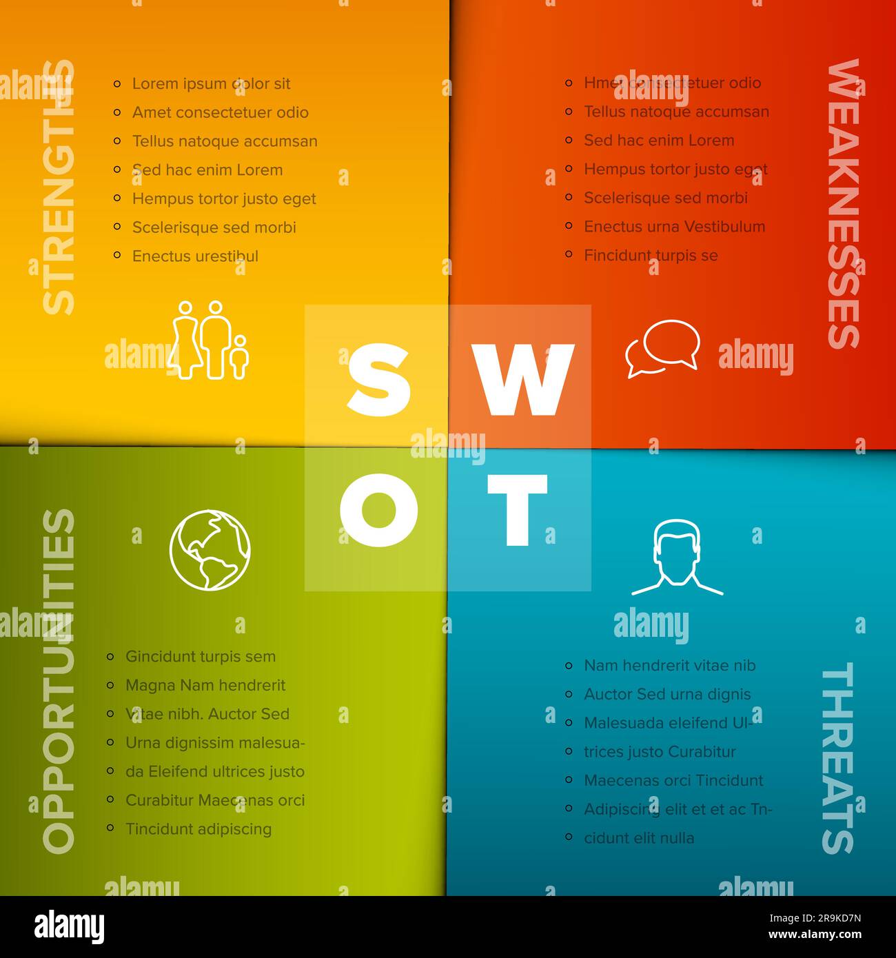 Schemavorlage für Vector-SWOT-Diagramme (Strengths, Weaknesses ...
