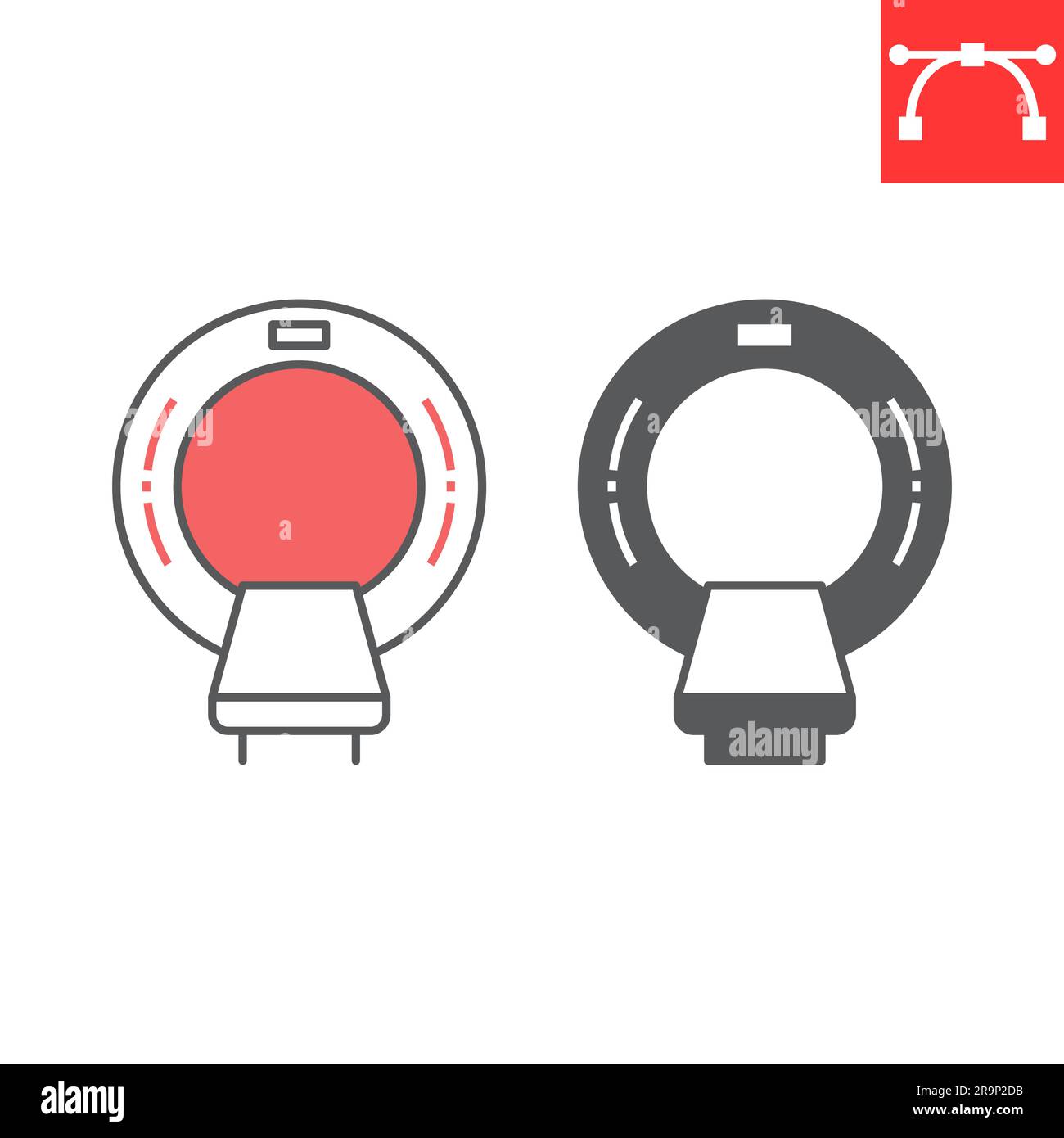 MRT-Scanner-Linien- und -Glyphensymbol, Onkologie und Diagnose, MRT ...