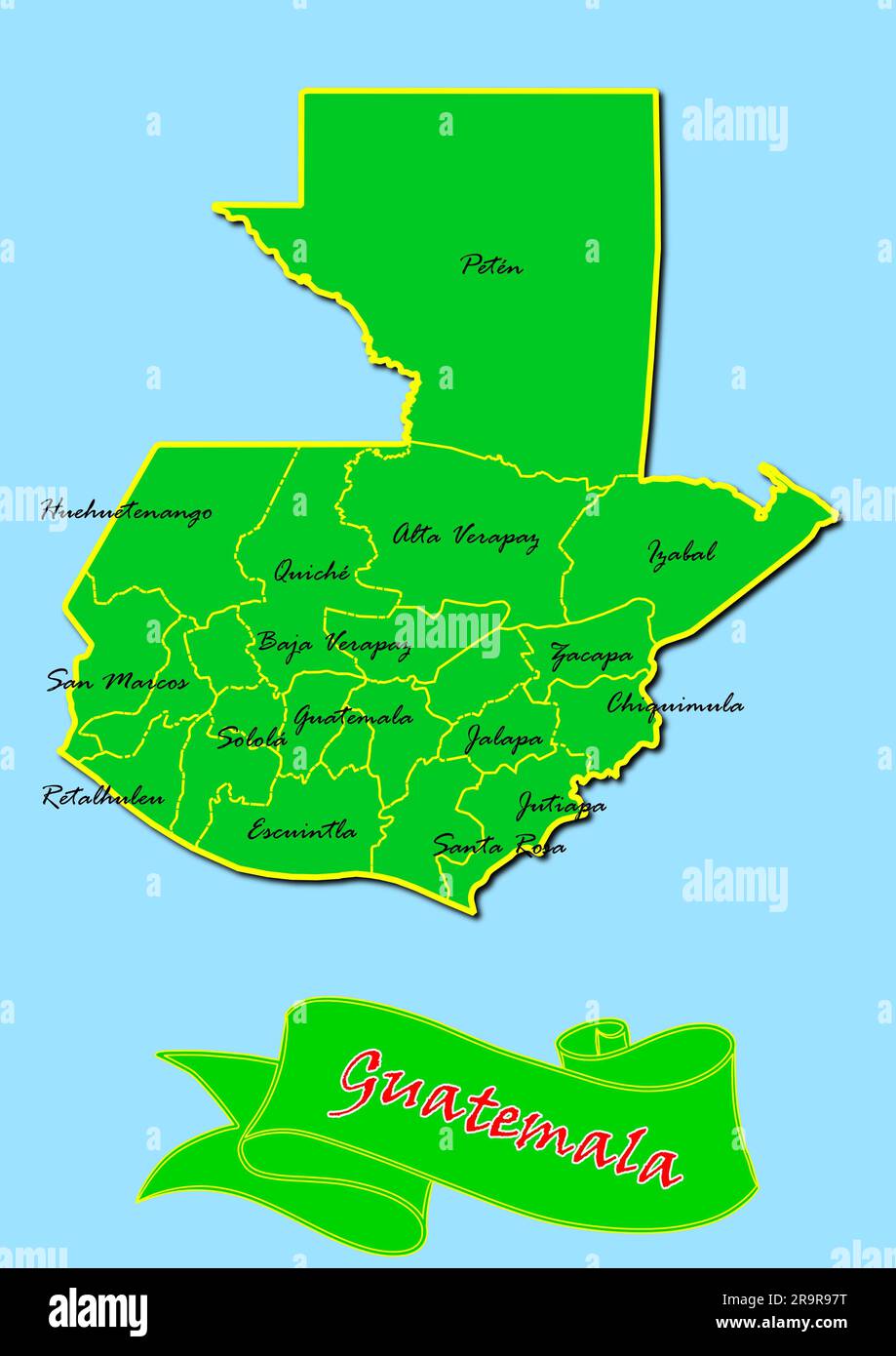 Mapa de la bandera de guatemala -Fotos und -Bildmaterial in hoher Auflösung – Alamy