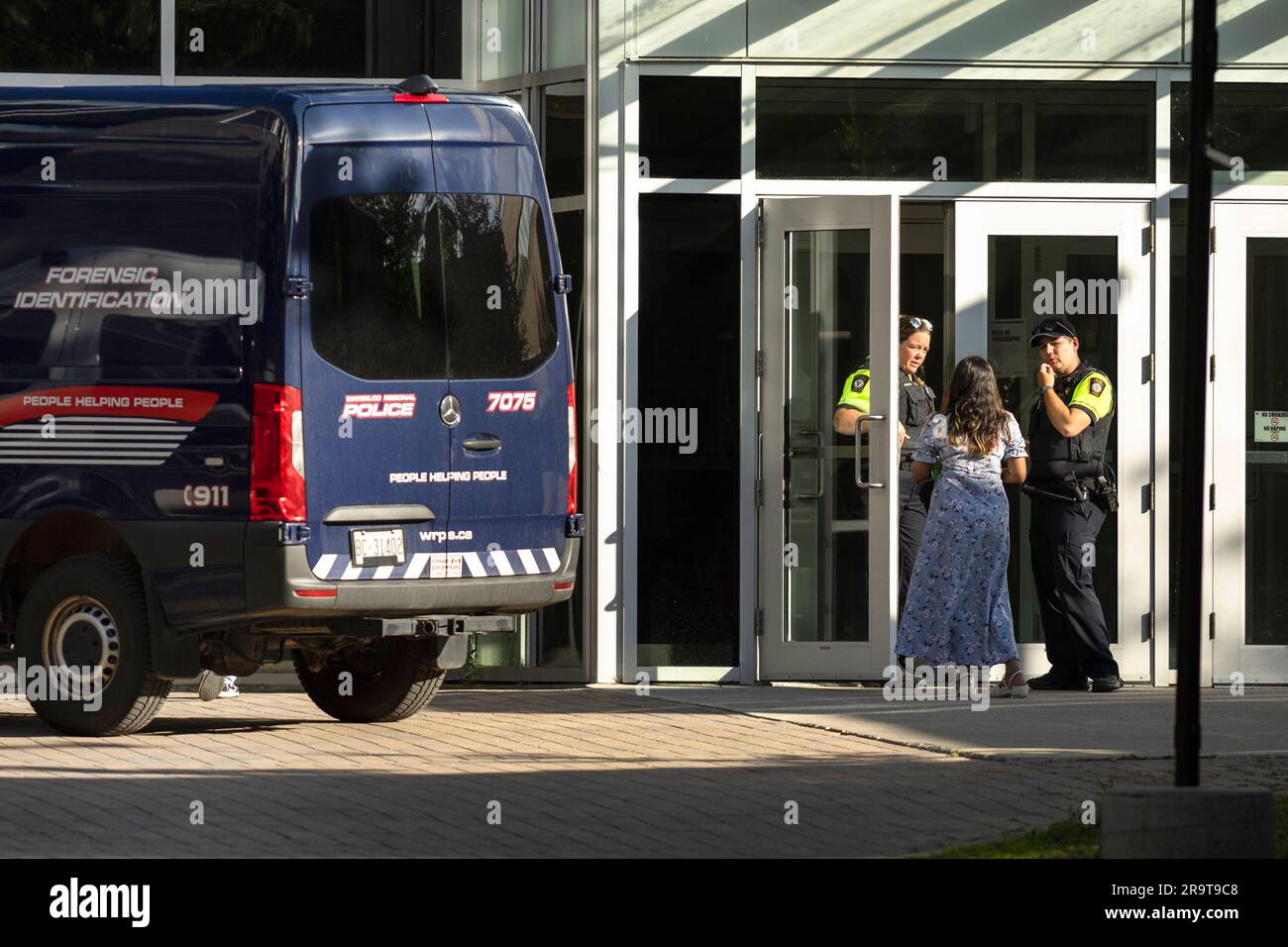 Members of the Waterloo Regional Police investigate a stabbing at the ...