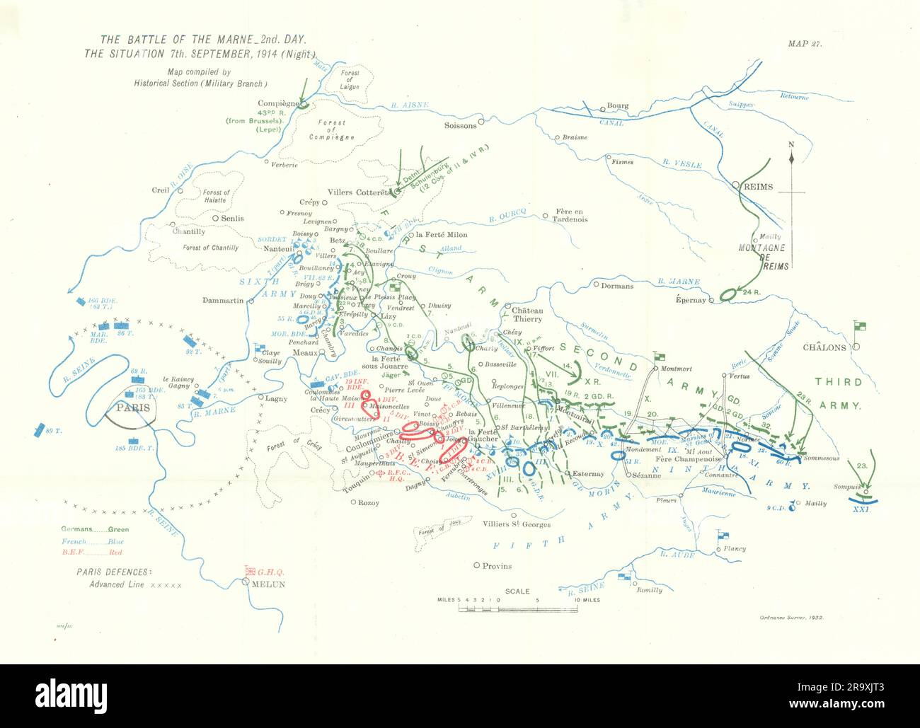 Schlacht der Marne. Situation am 7. September. 1914. Nacht. WW1. 1933 ...