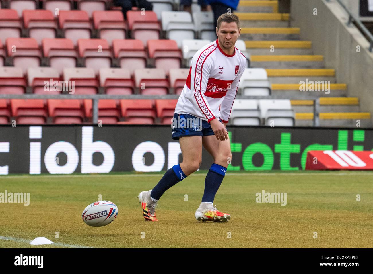 Matt Parcell #9 von Hull KR während des Warm-up vor dem Spiel der ...