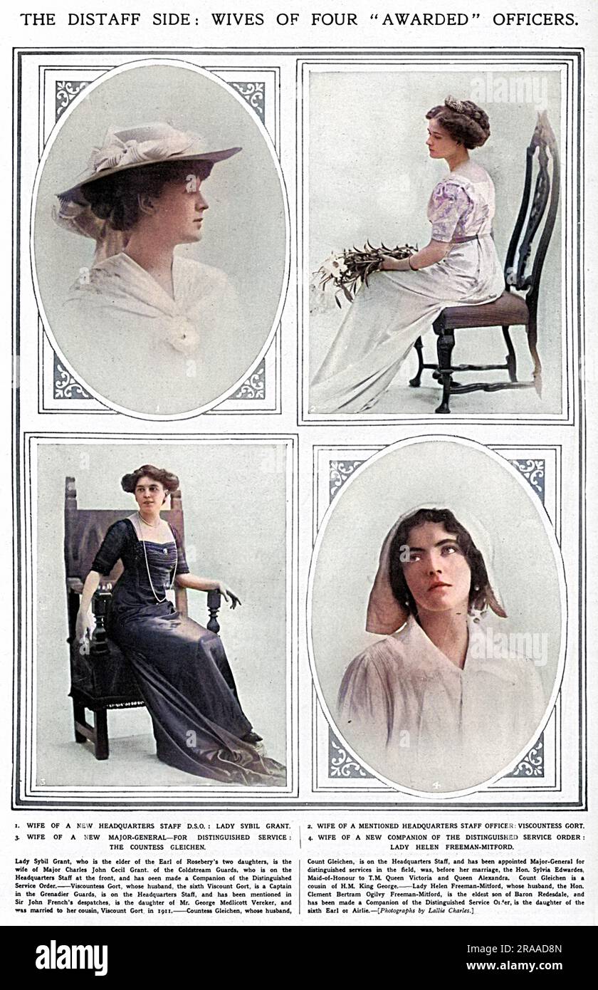 Vier Frauen von Offizieren im Ersten Weltkrieg. Von oben links, Lady ...