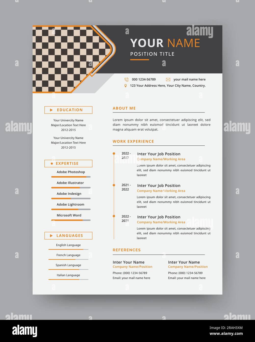 Resume cv curriculum vitae template Stock-Vektorgrafiken kaufen - Seite ...