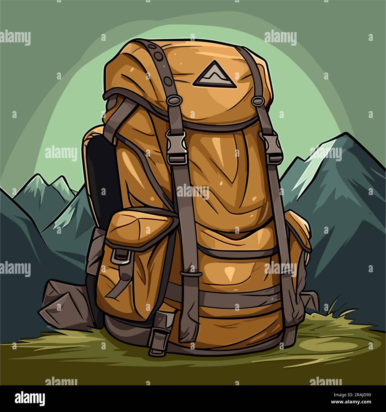 Wanderrucksack. Wanderrucksack, handgezeichnet, Comic-Illustration ...