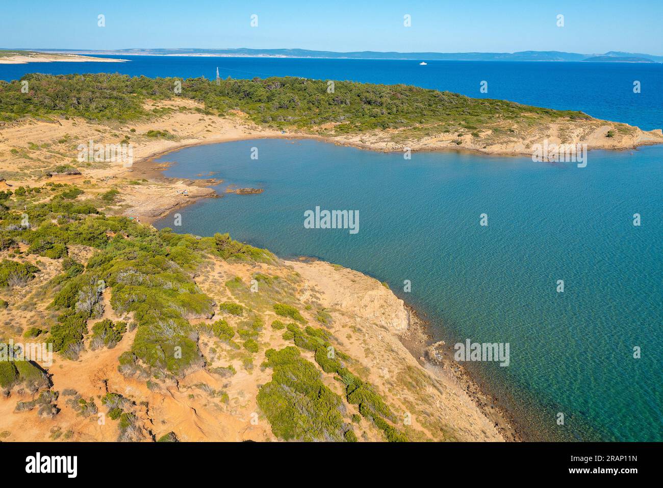 Luftaufnahme der Halbinsel Lopar, der Insel Rab, Kroatien ...