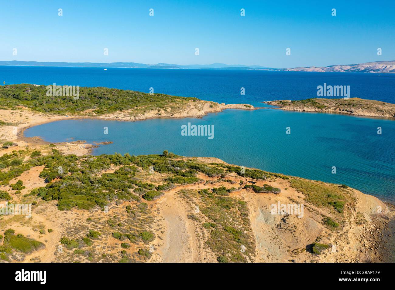 Luftaufnahme der Halbinsel Lopar, der Insel Rab, Kroatien ...