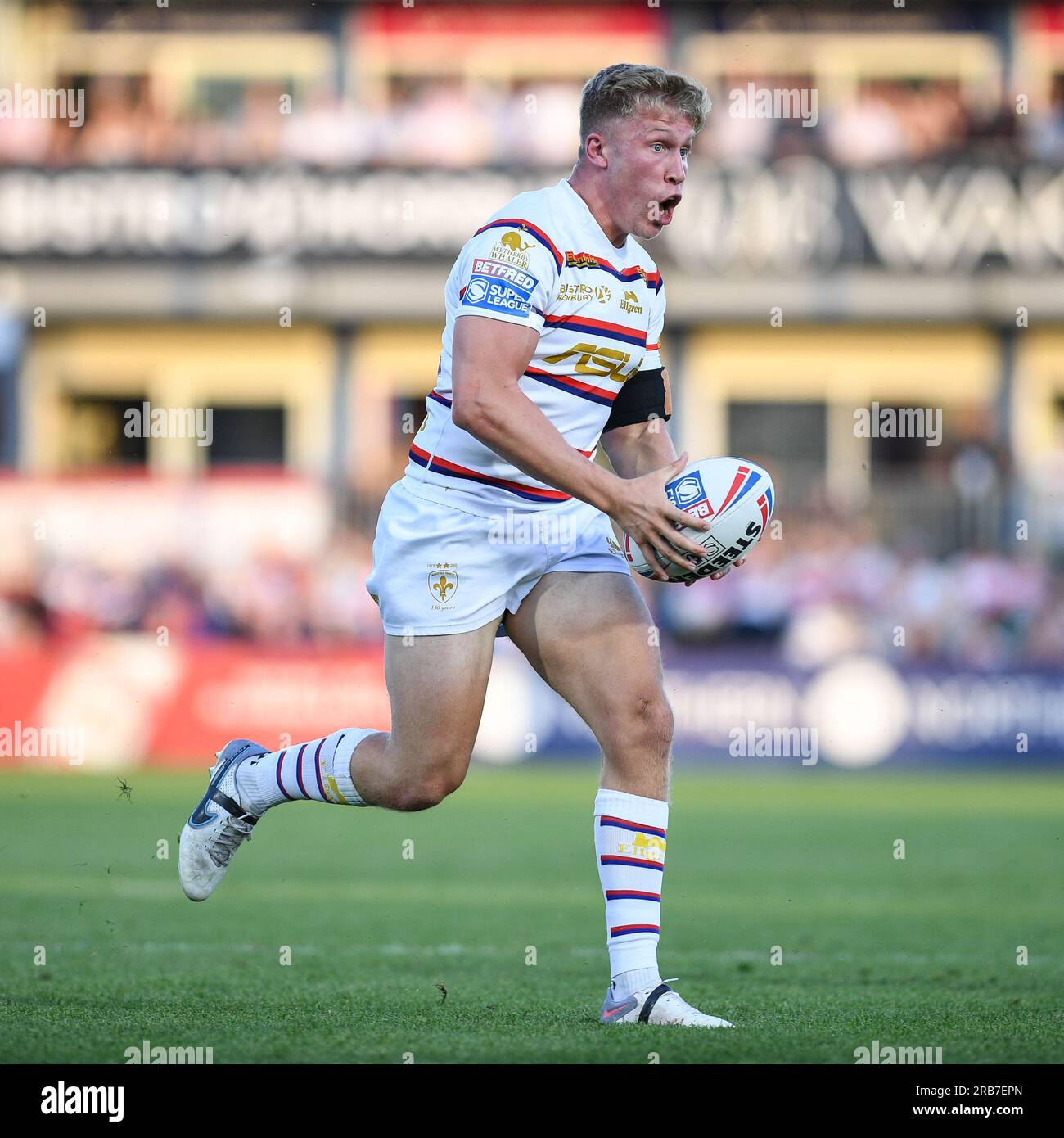 Wakefield, England - 7. Juli 2023 - Wakefield Trinity's Harry Bowes in ...