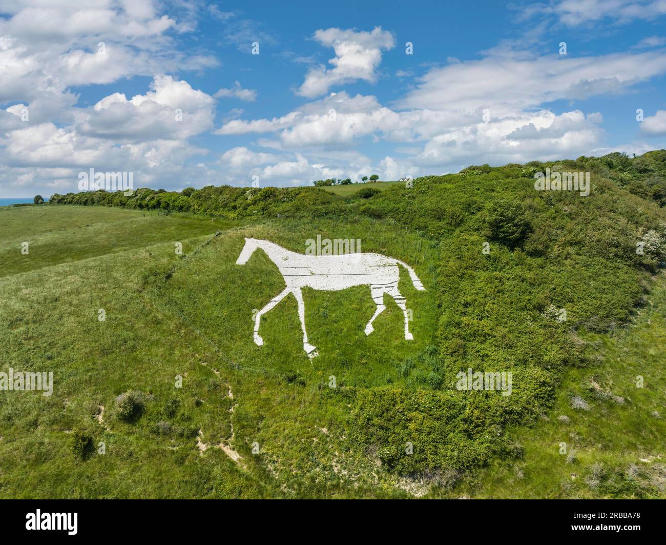 Blick aus der Vogelperspektive auf Litlington White Horse, eine ...