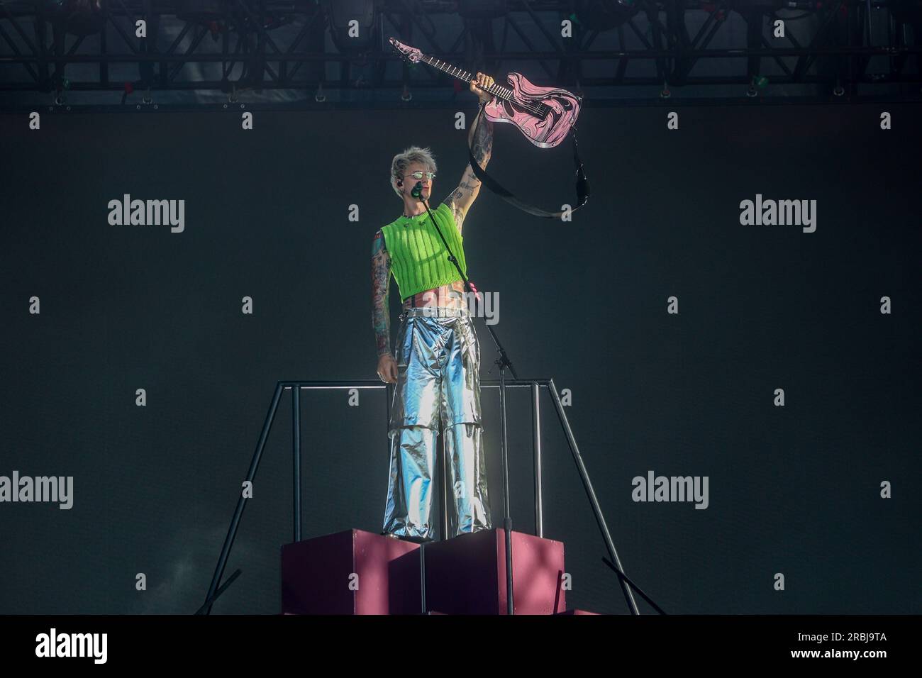 The singer Machine Gun Kelly during a performance on the first day of ...